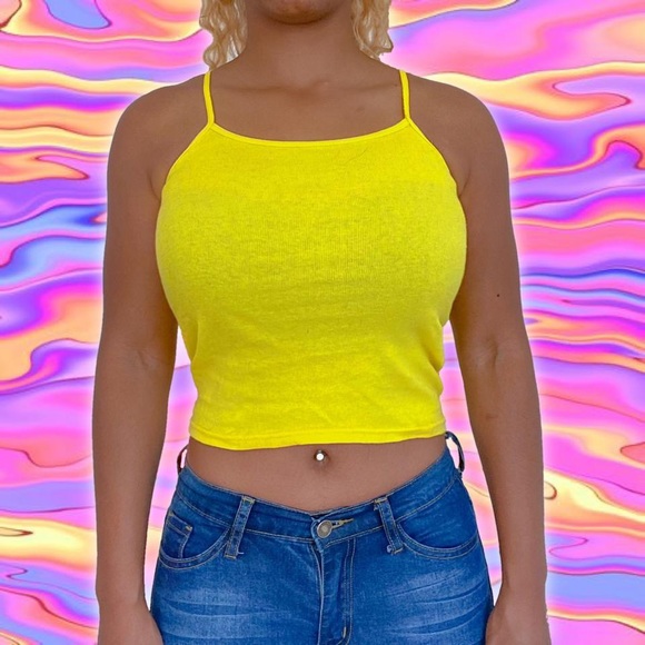 Fruit of the Loom | Tops | Yellow Y2k Cami Crop Top | Poshmark